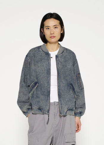 Denim bomber jacket store